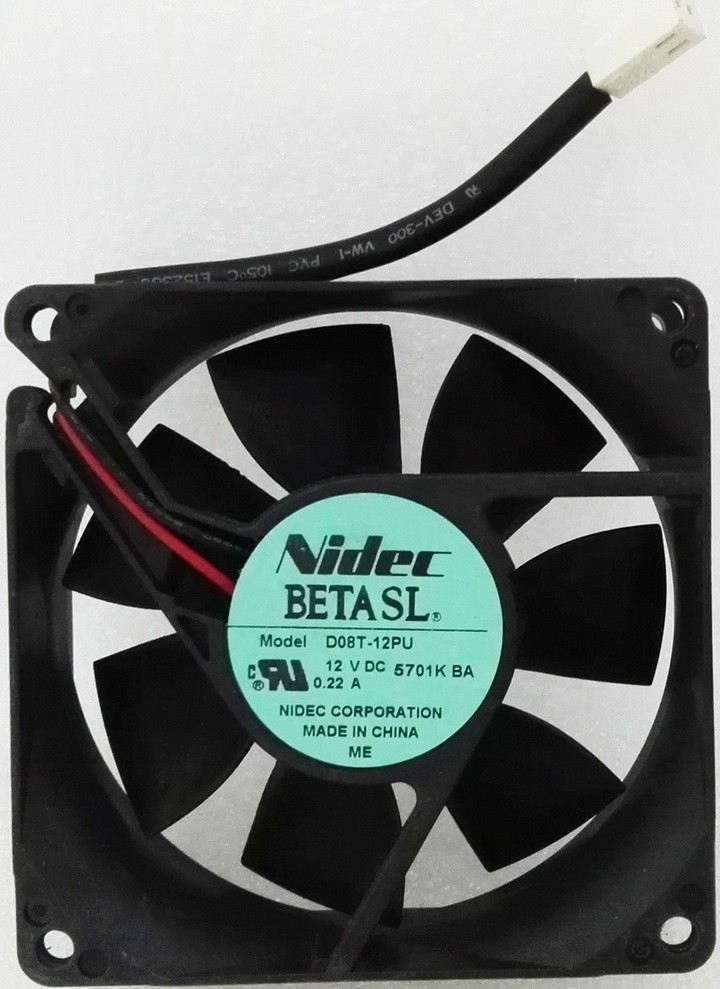 Nidec D08T-12PU 12V 0.22A 2wires Cooling Fan