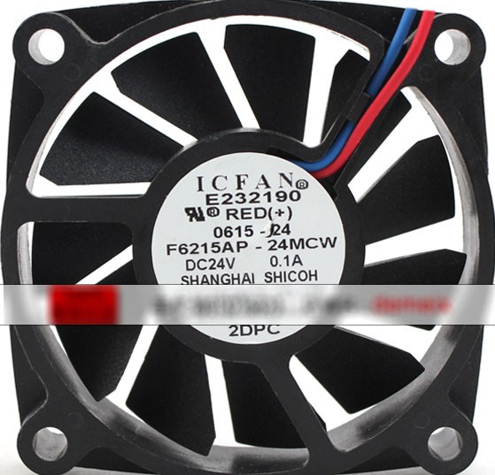 ICFAN F6215AP-24MCW 24V 0.1A 2 wires Cooling Fan